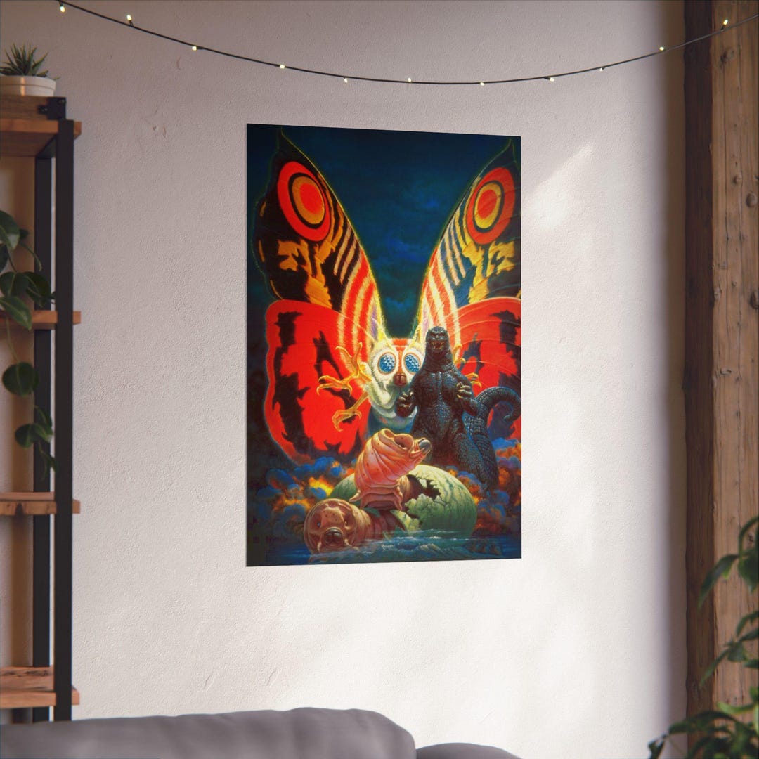 Japanese Godzilla Mothra Matte Vertical Posters, Movie Fan Wall Decor ...