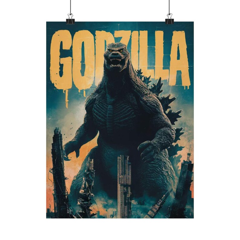 Godzilla Matte Vertical Poster, Giant Monster Wall Art Print, Japanese ...