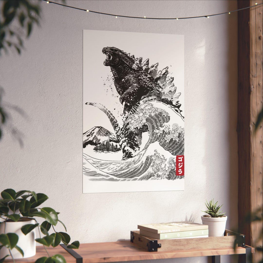 Vertical Poster, Japanese Godzilla Poster Print, Matte Wall Art Decor ...