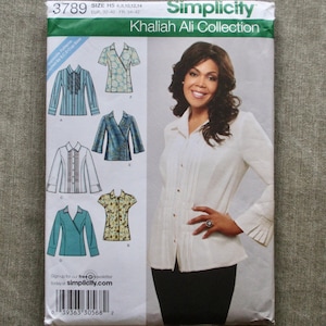Simplicity 3789 Size 6-8-10-12-14 Khaliah Ali, Button-front Blouse Top ...