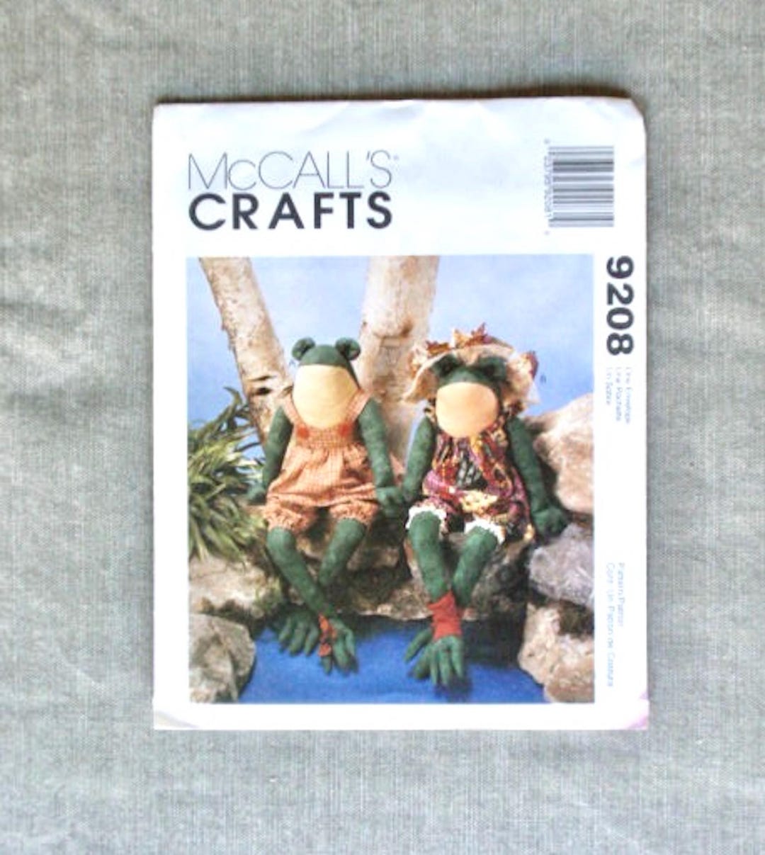 Mccalls Crafts 9208 Stuffed Frog Dolls 16" Tall With Overalls & Hat ...