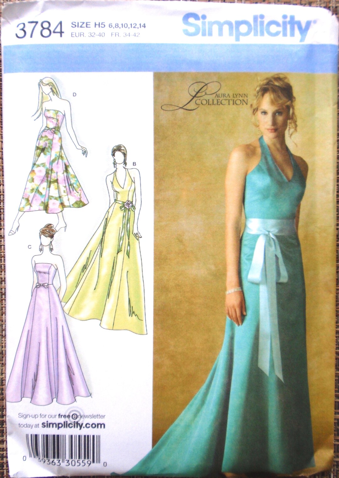 Simplicity 3784 Formal Laura Lynn Strapless & Halter Gowns - Etsy UK