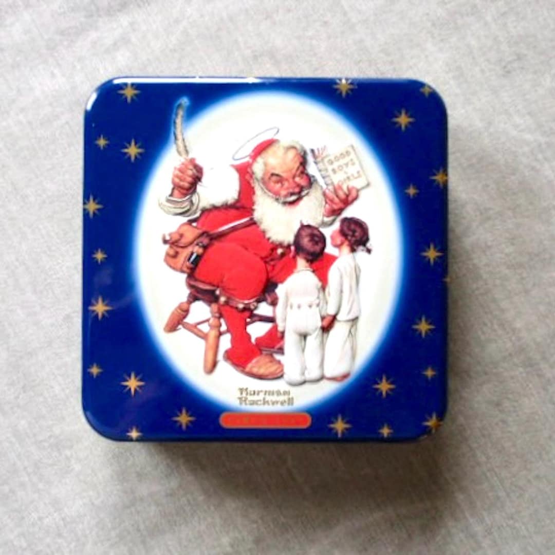 Snickers® Santa Tin Box, 1999 Edition, Norman Rockwell Christmas Santa ...