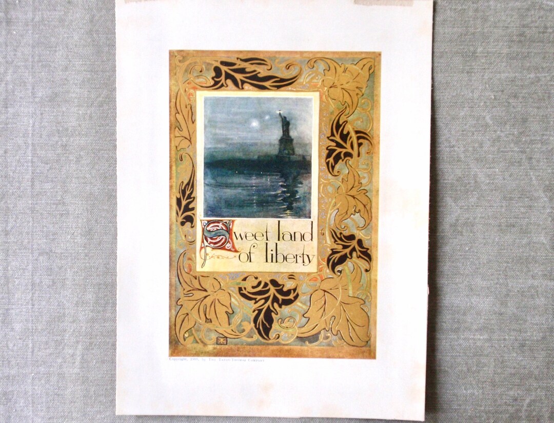 Antique 1909 Statue of Liberty Art Nouveau Print, Tandy-thomas Co ...