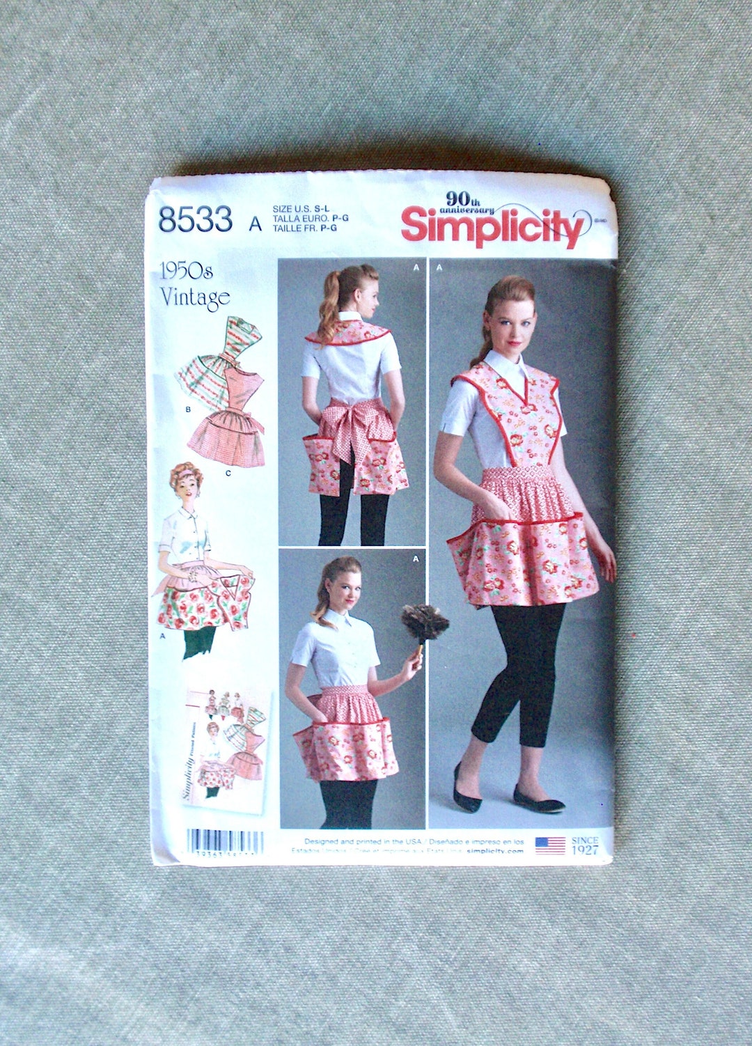 Simplicity 8533 Aprons, Size Sm-lg, Full & Hostess Half Aprons, 1950s ...