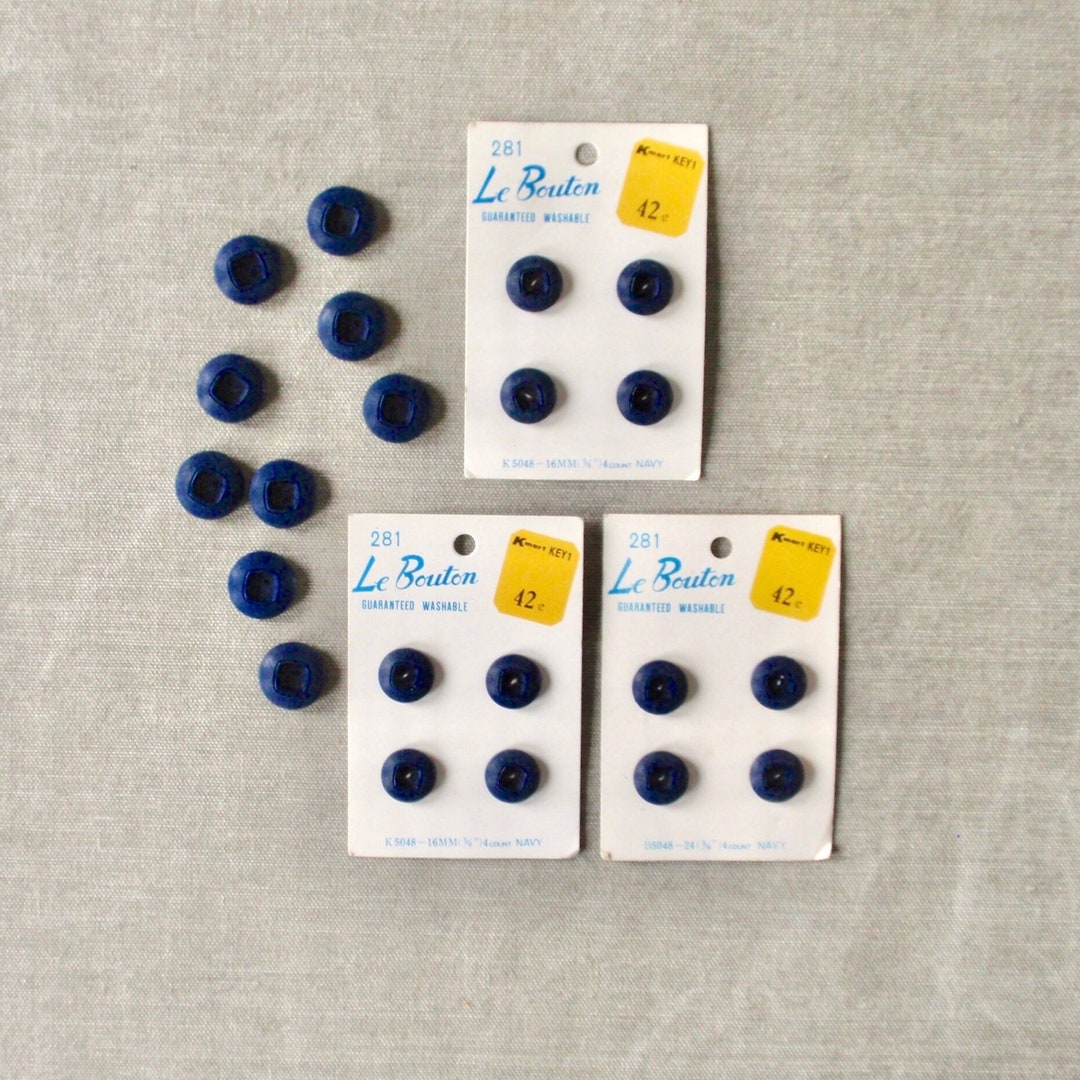 Navy Blue Buttons, Le Bouton® Vintage 70s, Raised Round Spiral Design ...