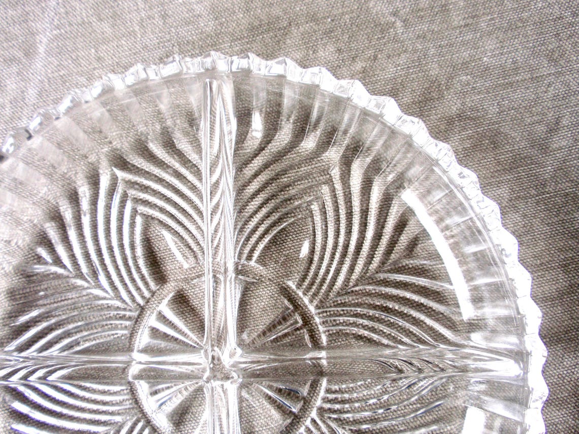 Glass Relish Dish With 4 Sections Vintage 70s Indiana Glass Co #259 Fan ...