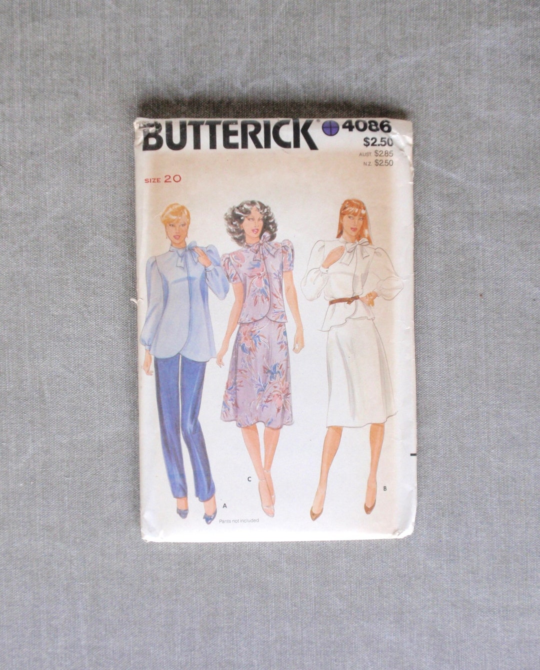 Butterick 4086, Plus Size 20, Vintage 70s, Skirt, Assymetric Wrap Top ...