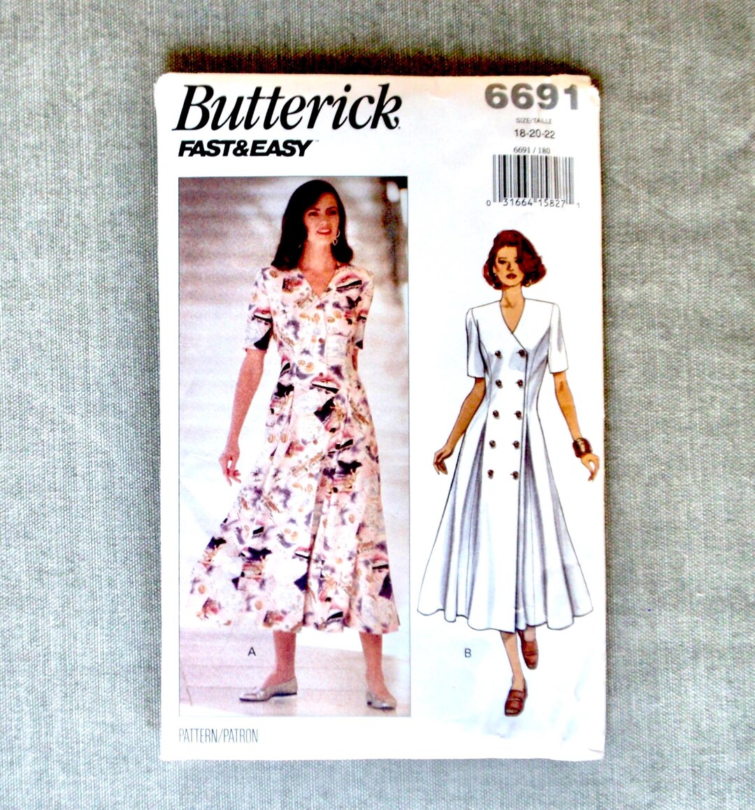 Easy Butterick 6691 Fit & Flare Dress Plus Sz 18-22 Single or Double ...