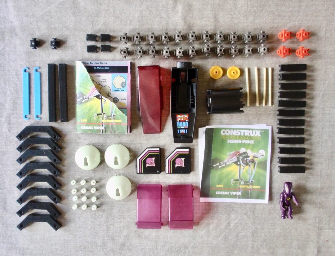 Vintage 80s Construx™ Complete Cosmic Viper Set #6201, F-P Alien Series ...