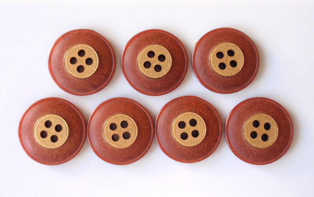 Faux Wood & Gold Buttons: Lightweight Plastic, 3/4" Vintage Style - Etsy