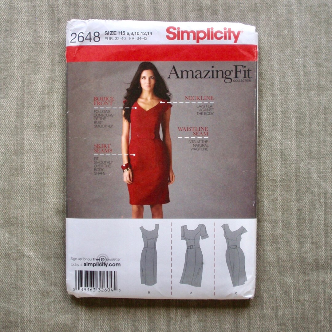 Simplicity 2648, Sizes 6-14, Princess Seamsheath, V or U-neck Bodice ...