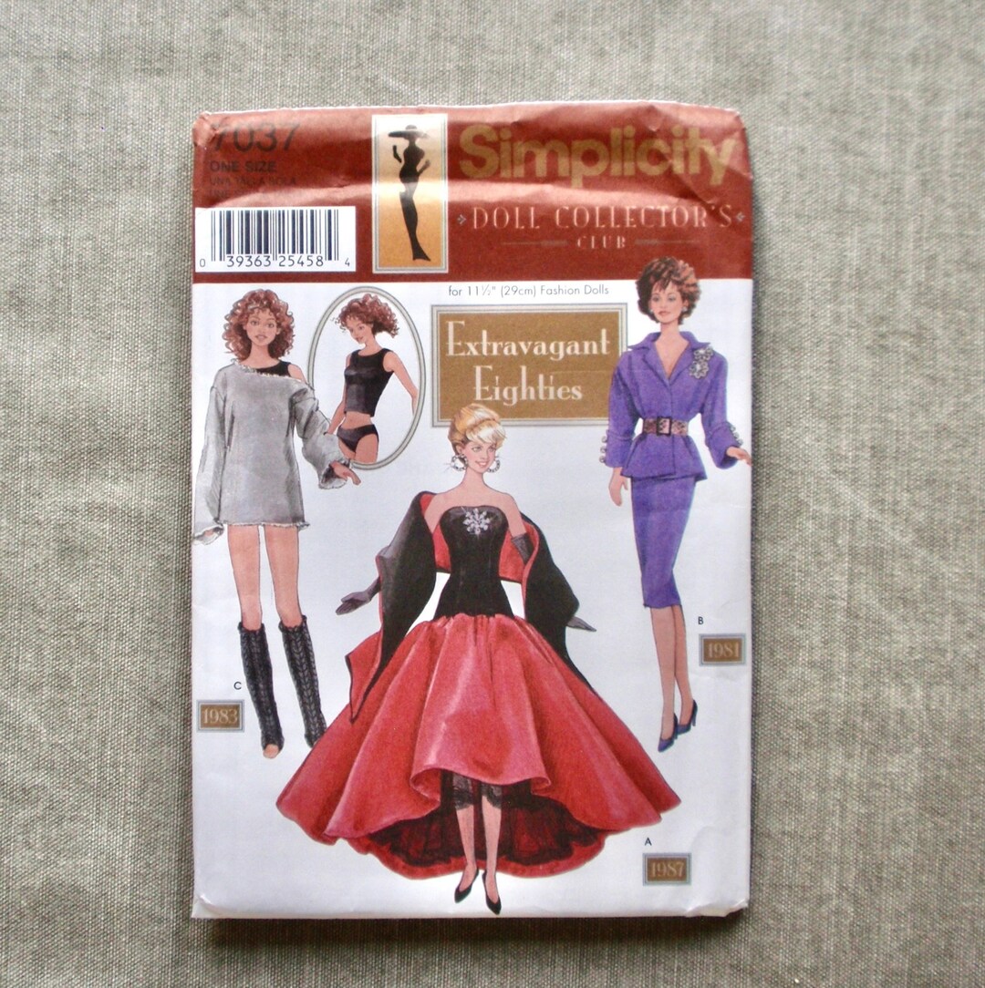 Rare Simplicity 7037 Fashion Doll's 80s Styles. Strapless Gown, Long ...