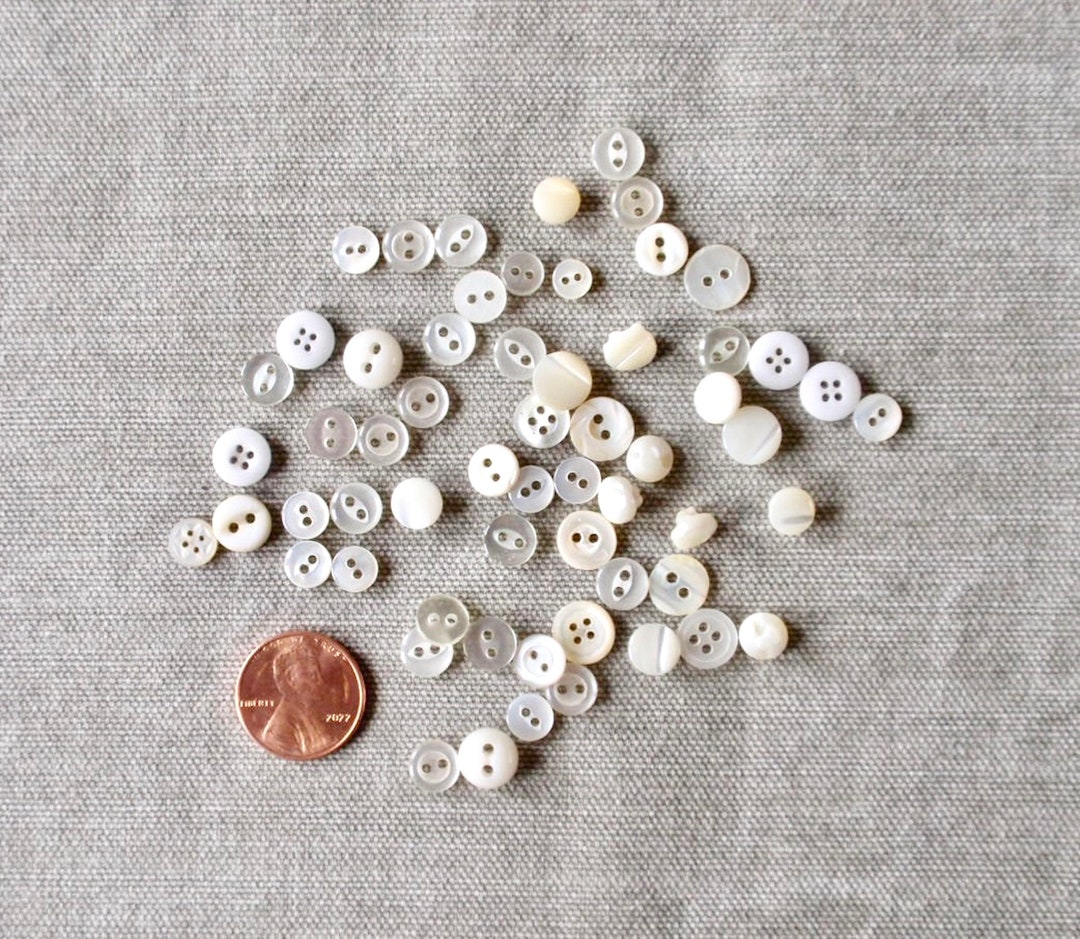 Tiny White Buttons Mix, Vintage 1930s-80s 60 Total, Sizes 3/16" - 5/16 ...