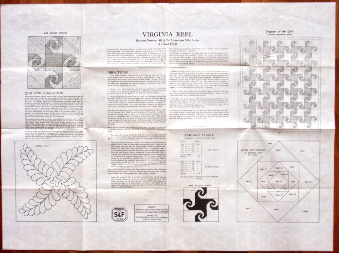 Mountain Mist® Quilt Virginia Reel Pattern #40 Instructions Vintage 70s ...
