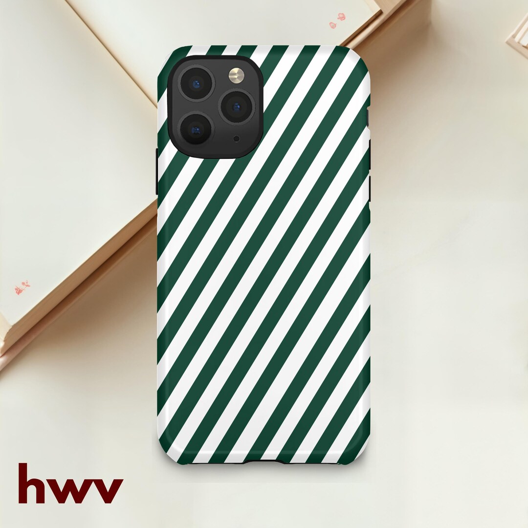 Green Stripes Minimal Lines Retro Horizontal Vintage Modern Phone Case ...