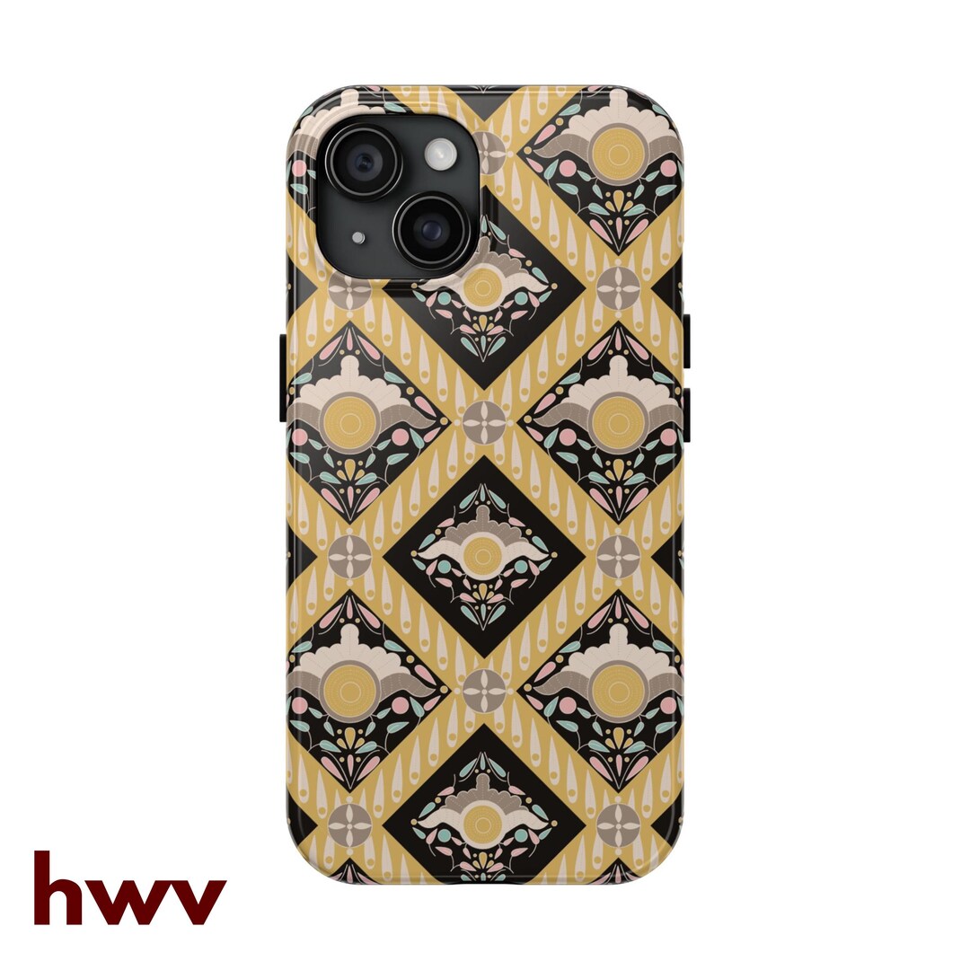 Traditional Gold Luxury Old Money Pattern Phone Case, Cool Black Phone ...
