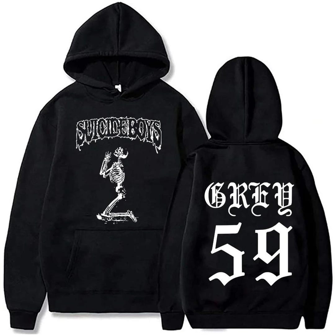 Suicideboys G59 Hoodie, Skeleton Graphic Pullover, Grey 59 Streetwear Hoodie, Unisex Oversized ...