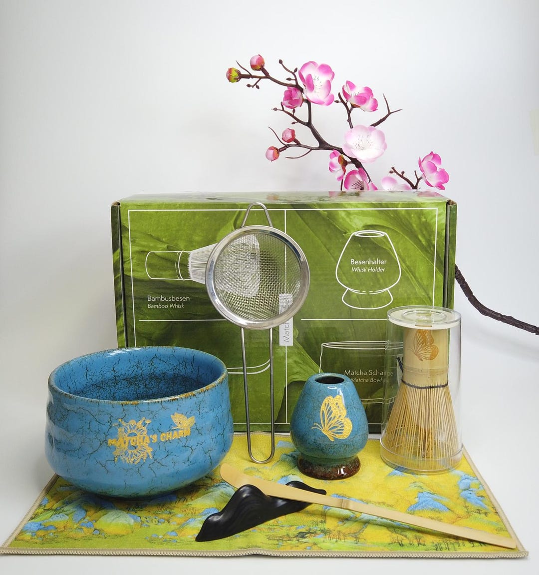 Ceramic Matcha Tea Set With Bamboo Whisk | Japanese Matcha Tea Set - Etsy