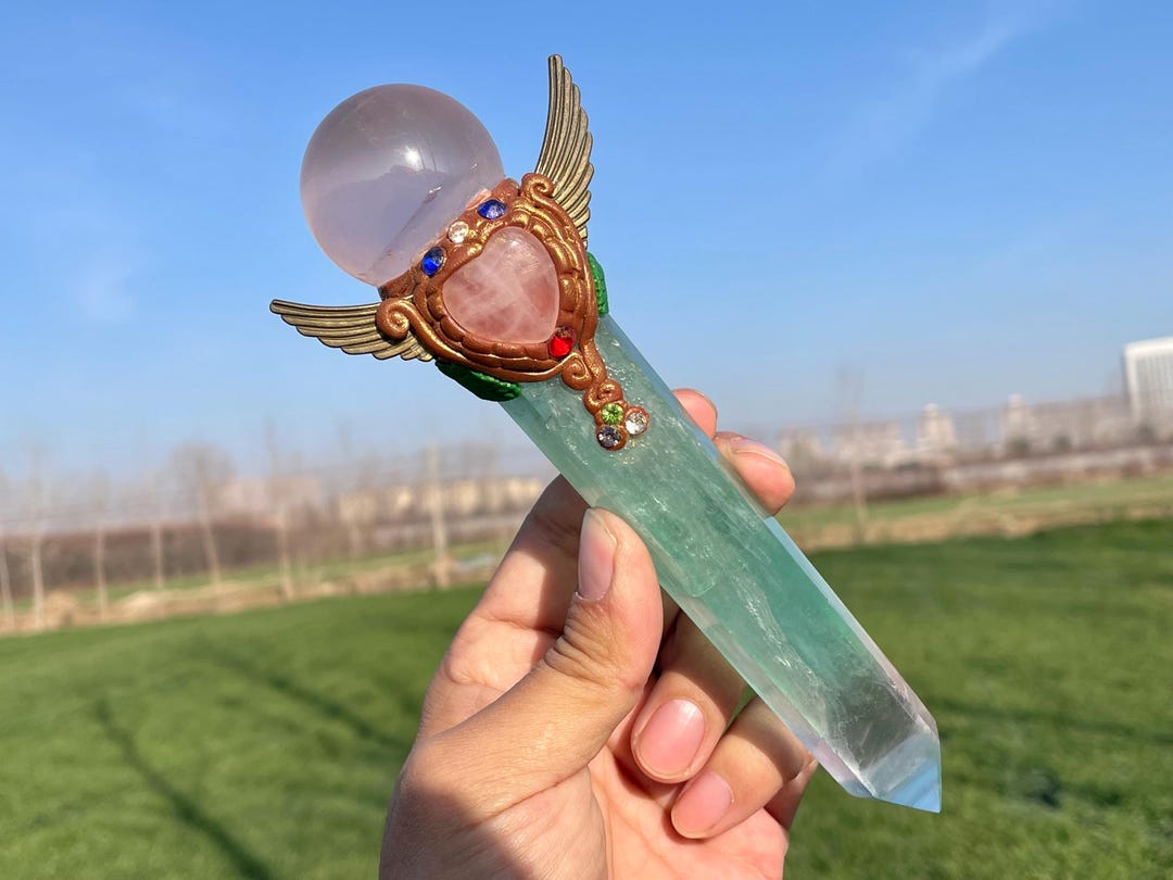 Hand Made Pink Quartz Ball Crystal Magic Wand,fluorite Obelisk,rose ...
