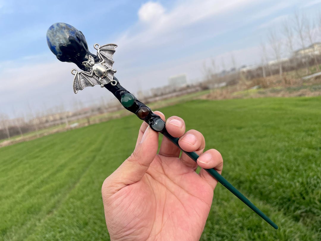 Handmade Lapis Lazuli Crystal Bat Magic Wand: Witch Altar Tool - Etsy