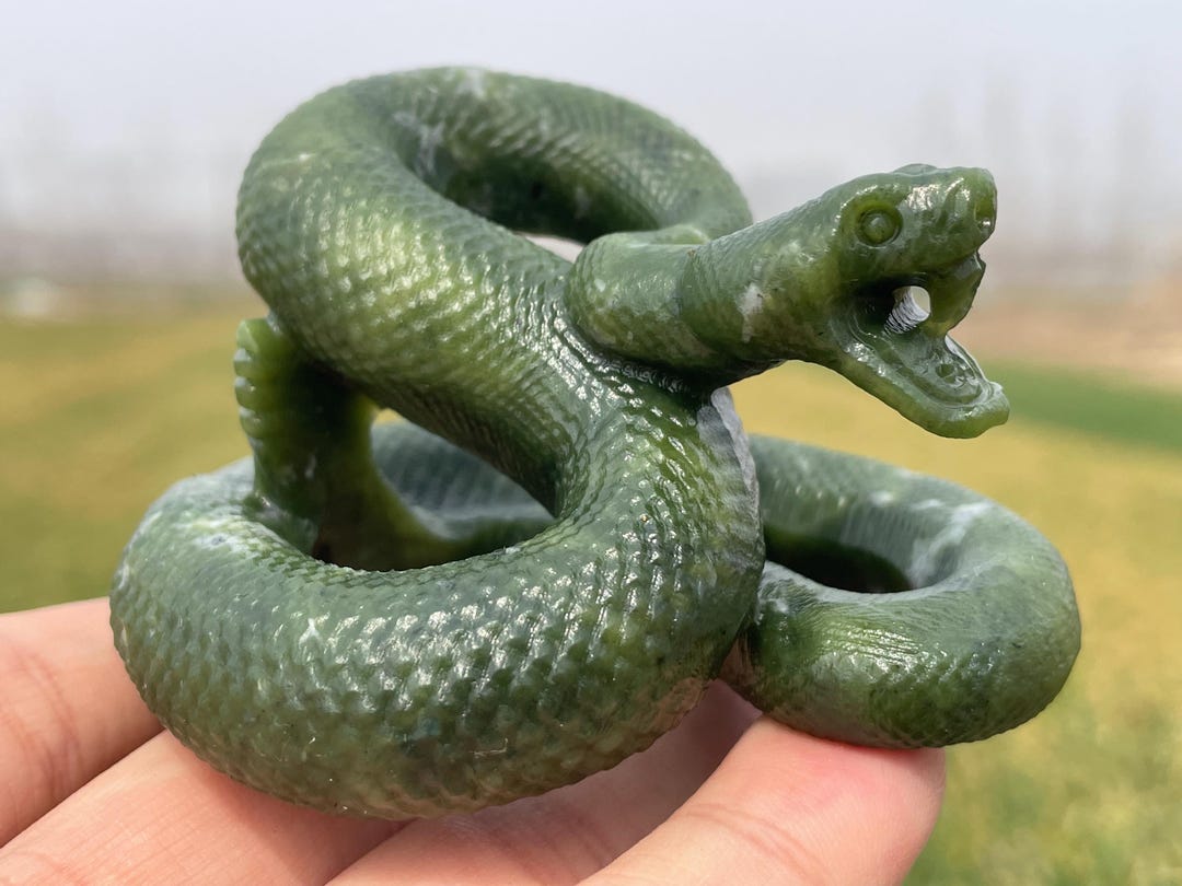 Hand Carved Green Jade Snake Skull: Crystal Home Decor - Etsy