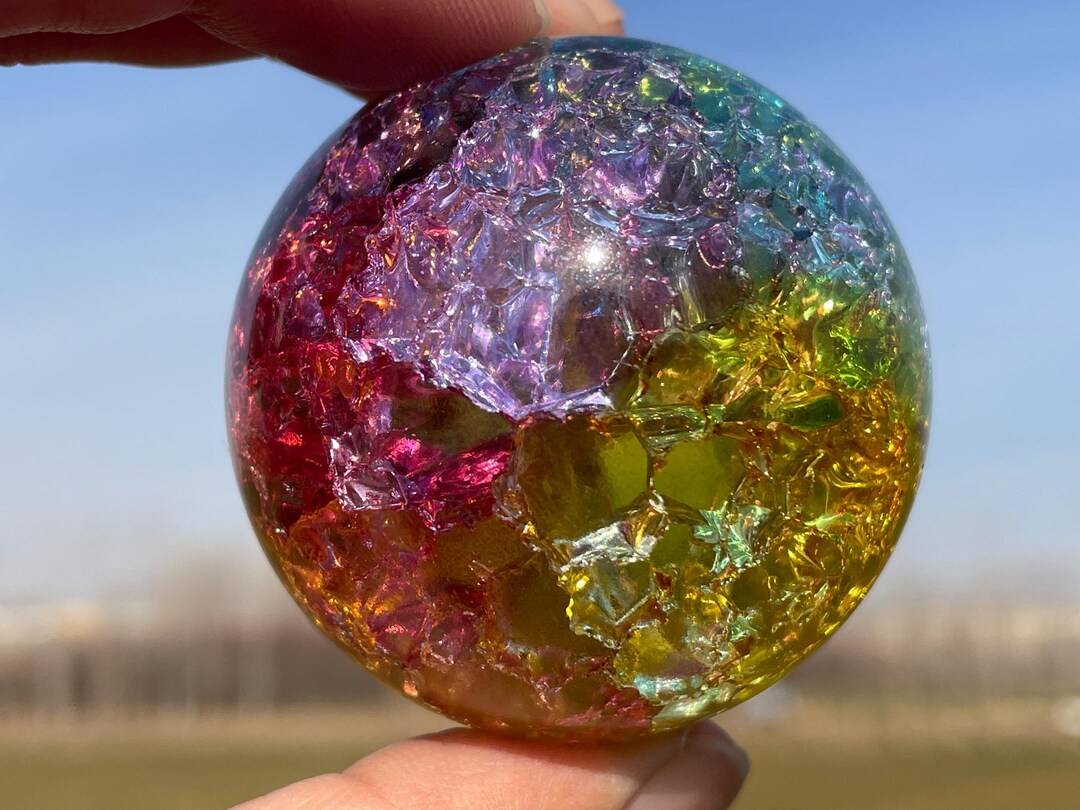 1.9''+colour Ball Aura Crackle Glass Sphere,crystal Ball,explode Glass ...