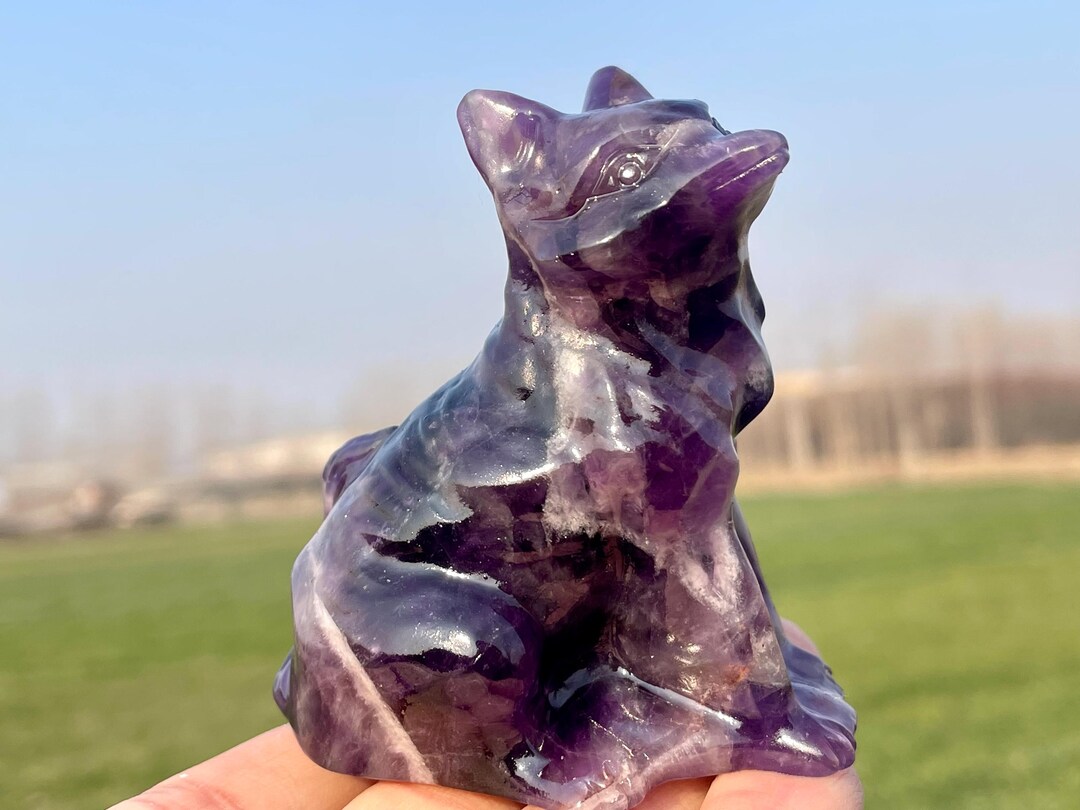 Hand Carved Amethyst Fox Skull: Natural Dreamy Crystal (2.5'') - Etsy