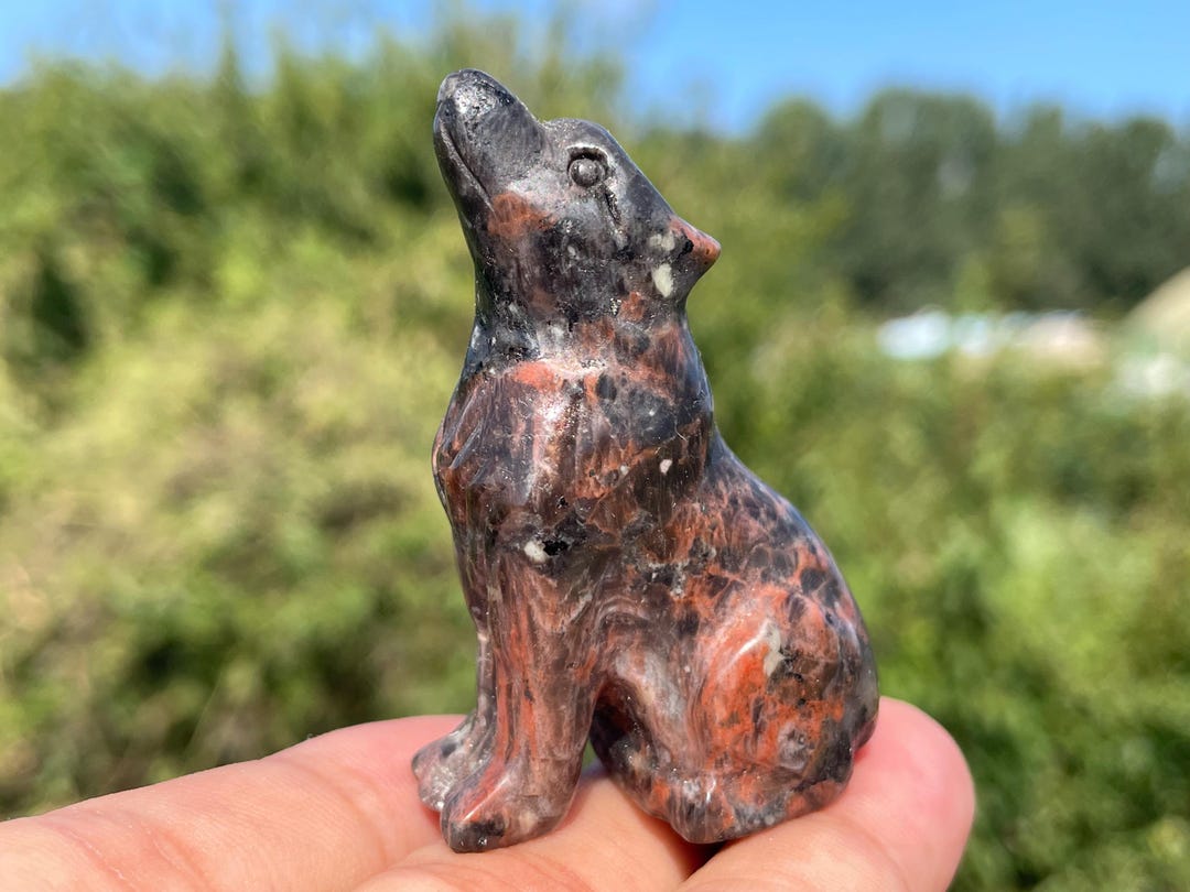 Red Spectrolite Wolf Skull: Hand Carved Quartz Crystal, Home Decor - Etsy