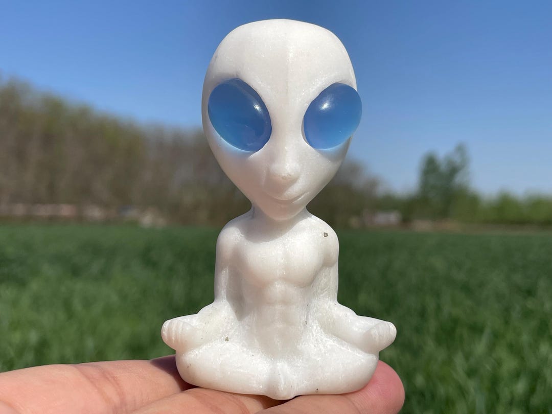 Hand Carved White Jade Alien Skull: Crystal Home Decor 3.1inch - Etsy