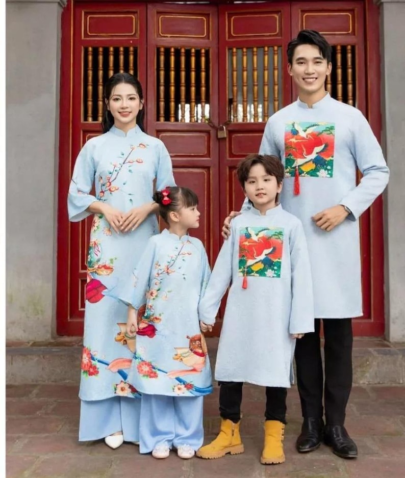 Pre-made Ao Dai Hà Cuc Green Family Modernized Áo Dài Viet Nam- High ...