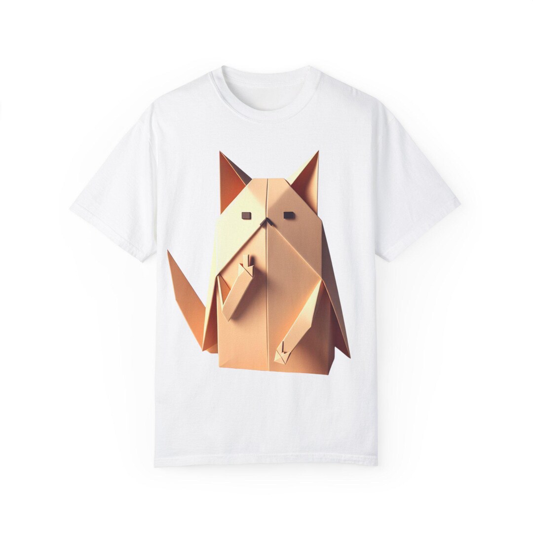 Funny Origami Cat/dog Middle Finger Gesture Unisex T-shirt, Cute Animal ...