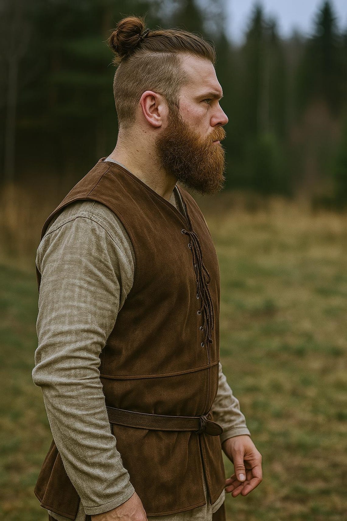 Men's Brown Suede Medieval Vest: Viking Renaissance LARP Costume - Etsy