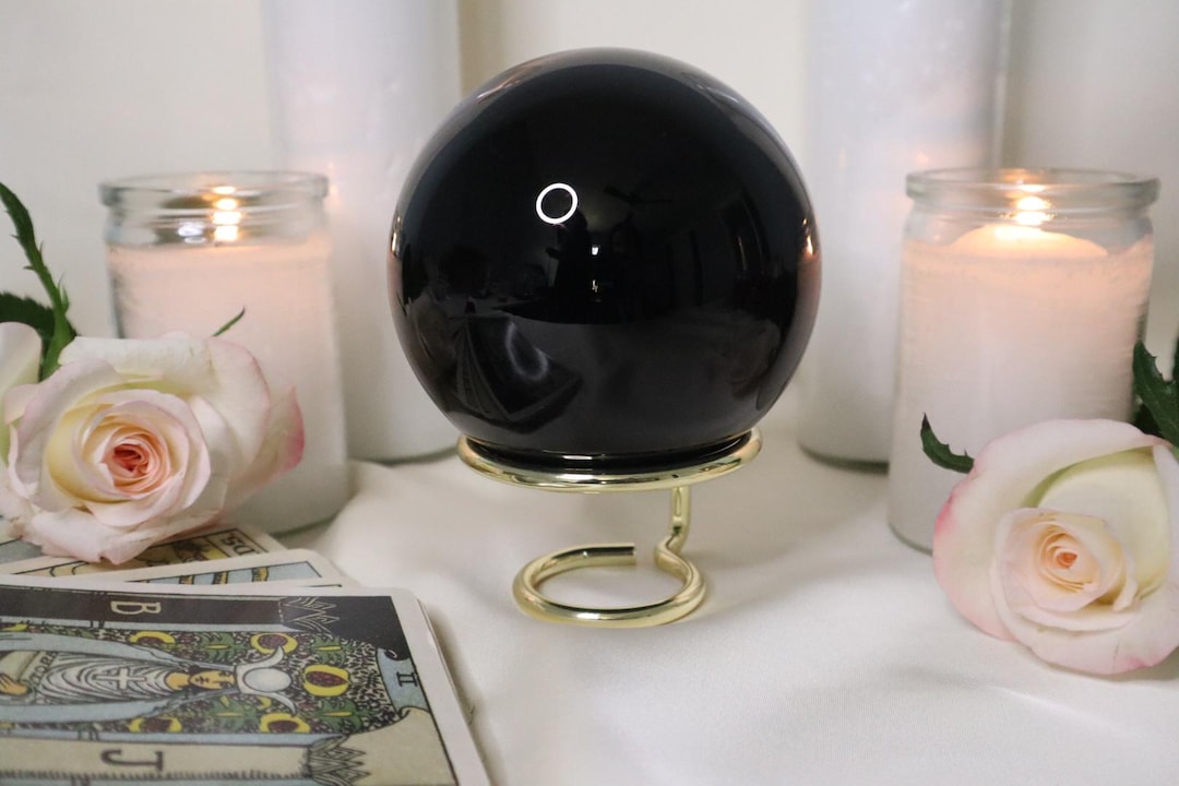 Obsidian Sphere for Scrying/ Crystal Ball W/ Stand for Divination ...