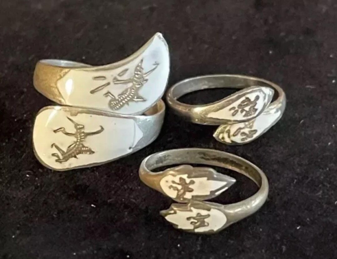 White Siam Sterling Silver Ring Set. 3 Rings Varying Sizes. Vintage ...