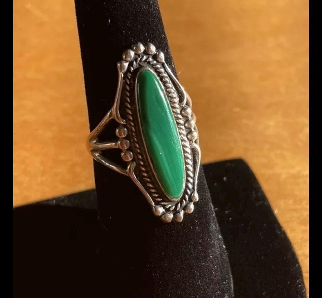 Vintage Signed OTT Sterling Silver 925 Malachite Ring. Navajo Artist Ted OTT. Size 6.5 - Etsy