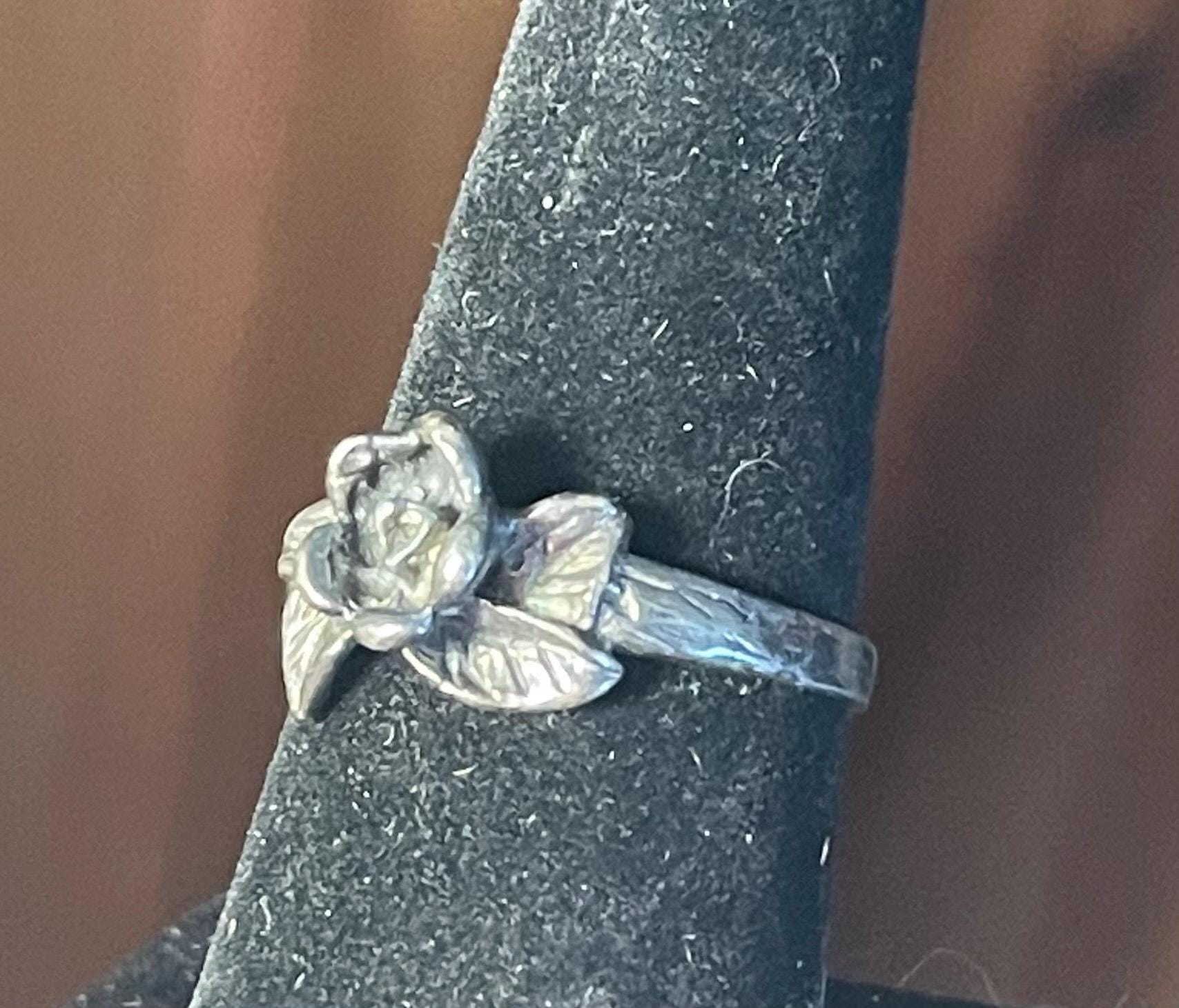 Vintage Sterling Silver 925 Flower Ring. Floral. Rose. Size 8 - Etsy