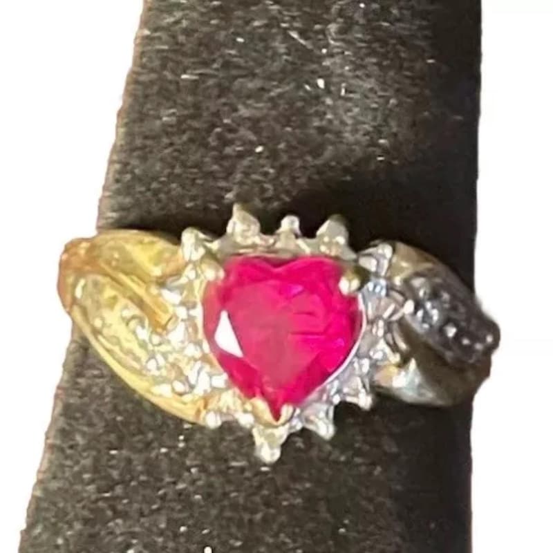 Heart Shaped Ruby Ring With Diamonds - Etsy