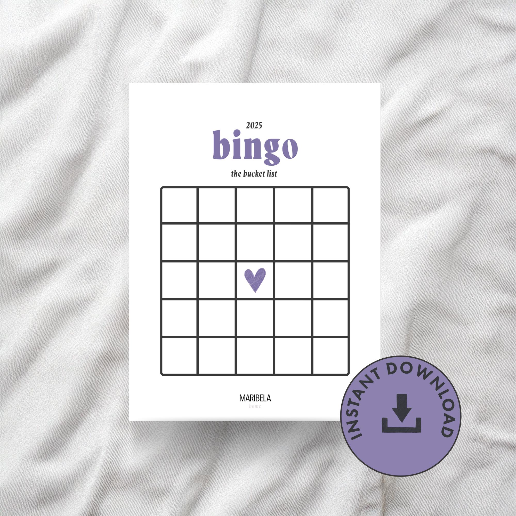 2025 Bucket List Bingo Card Instant Download Bingo Card Bucket List ...