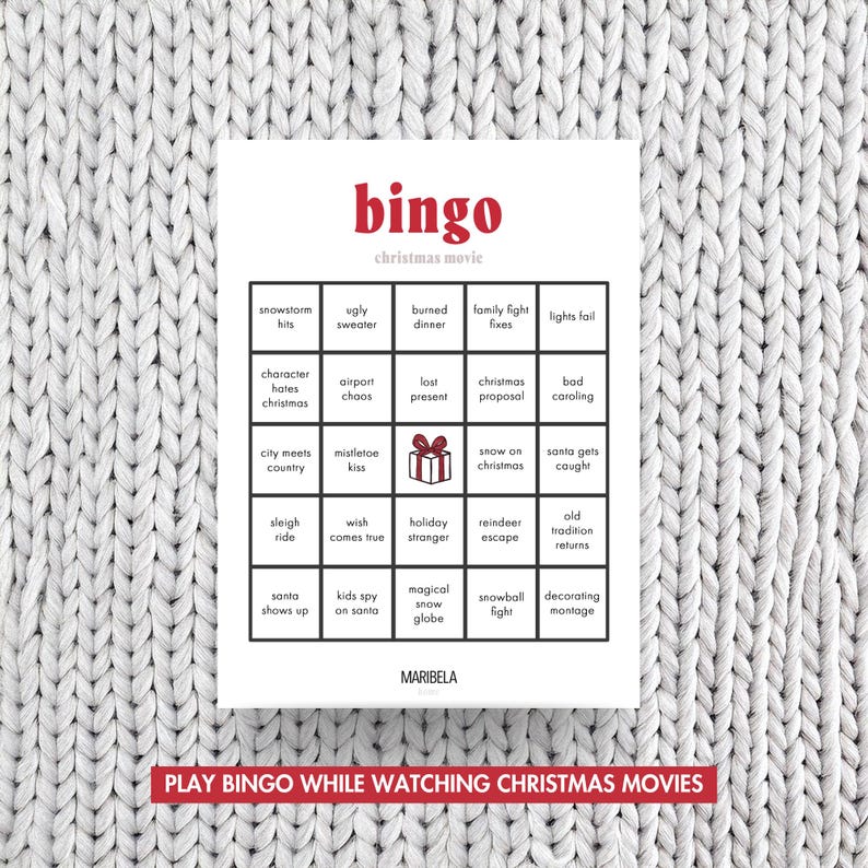 Christmas Movie Bingo Printable Christmas Bingo Holiday Bingo Christmas ...