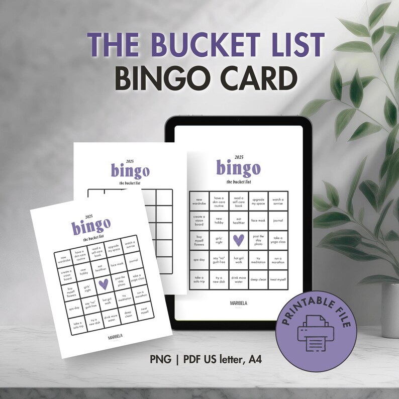 2025 Bucket List Bingo Card Instant Download Bingo Card Bucket List ...