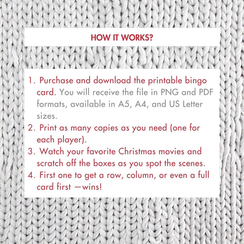 Christmas Movie Bingo Printable Christmas Bingo Holiday Bingo Christmas ...