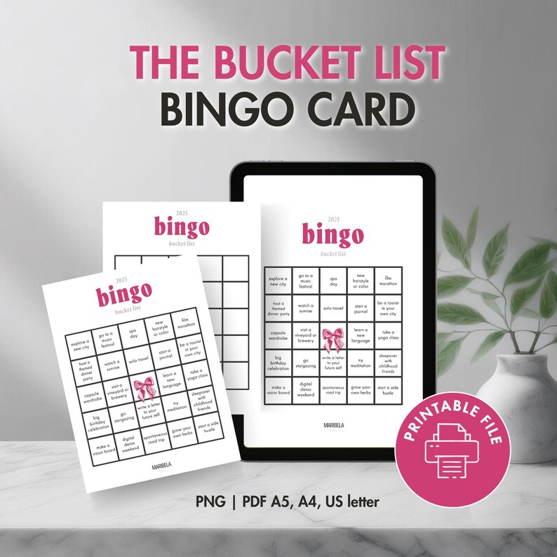 2025 Bucket List Bingo Card | Instant Download | Bingo Card | Bucket ...