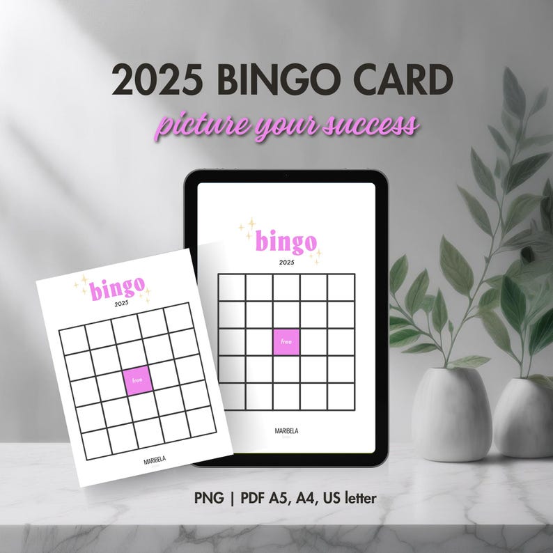 2025 Bingo Card Digital Instant Download Bingo Card 2025 New Year's ...