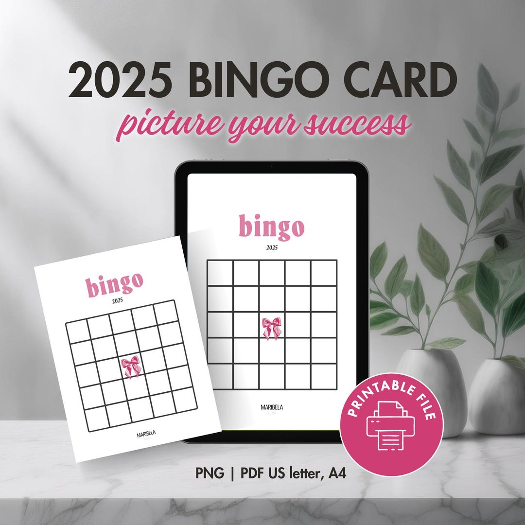 2025 Bingo Card Digital Instant Download Bingo Card 2025 New Year's ...