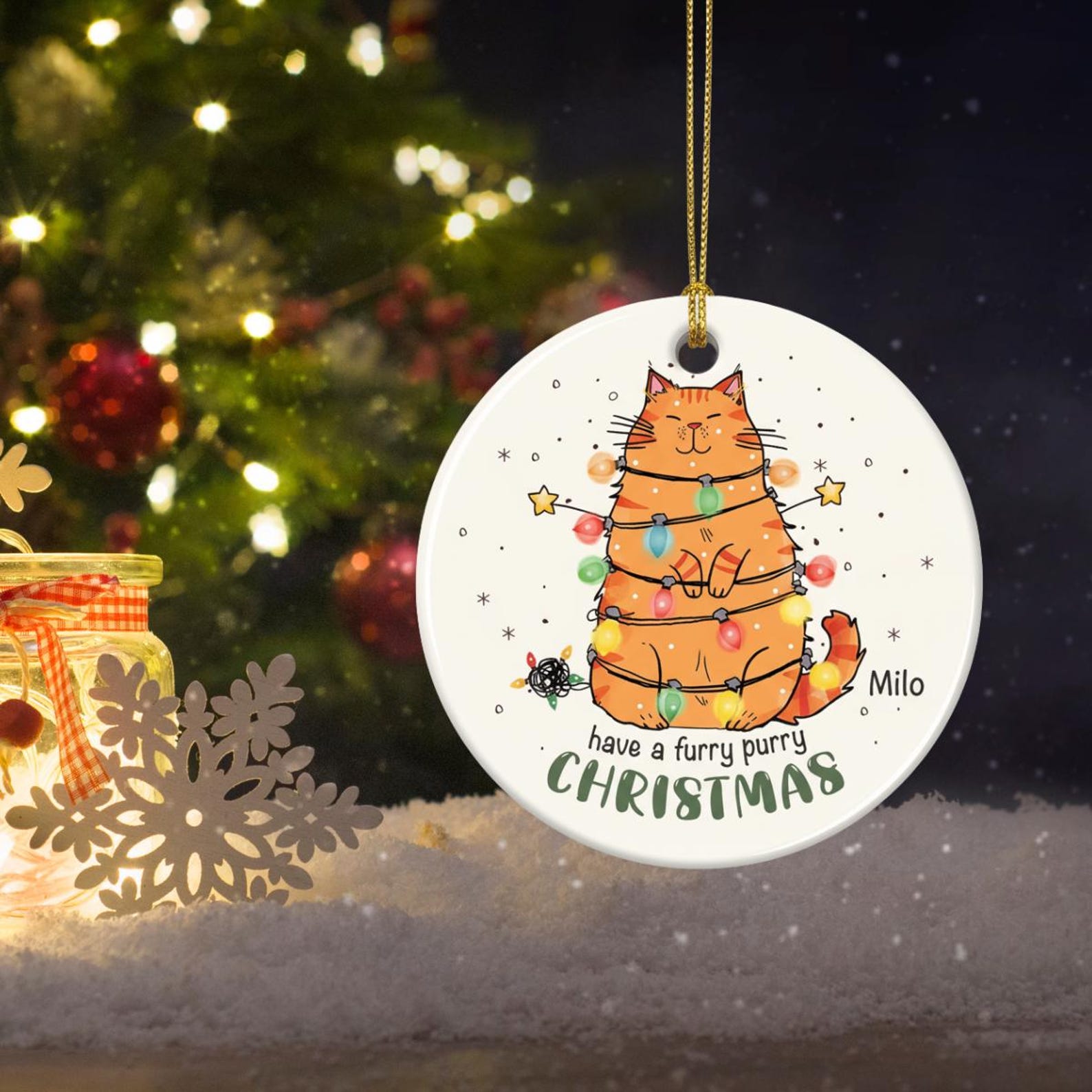 Orange Cat Christmas Ornament 2025 | Funny Cat Lovers Gift | Custom Cat ...