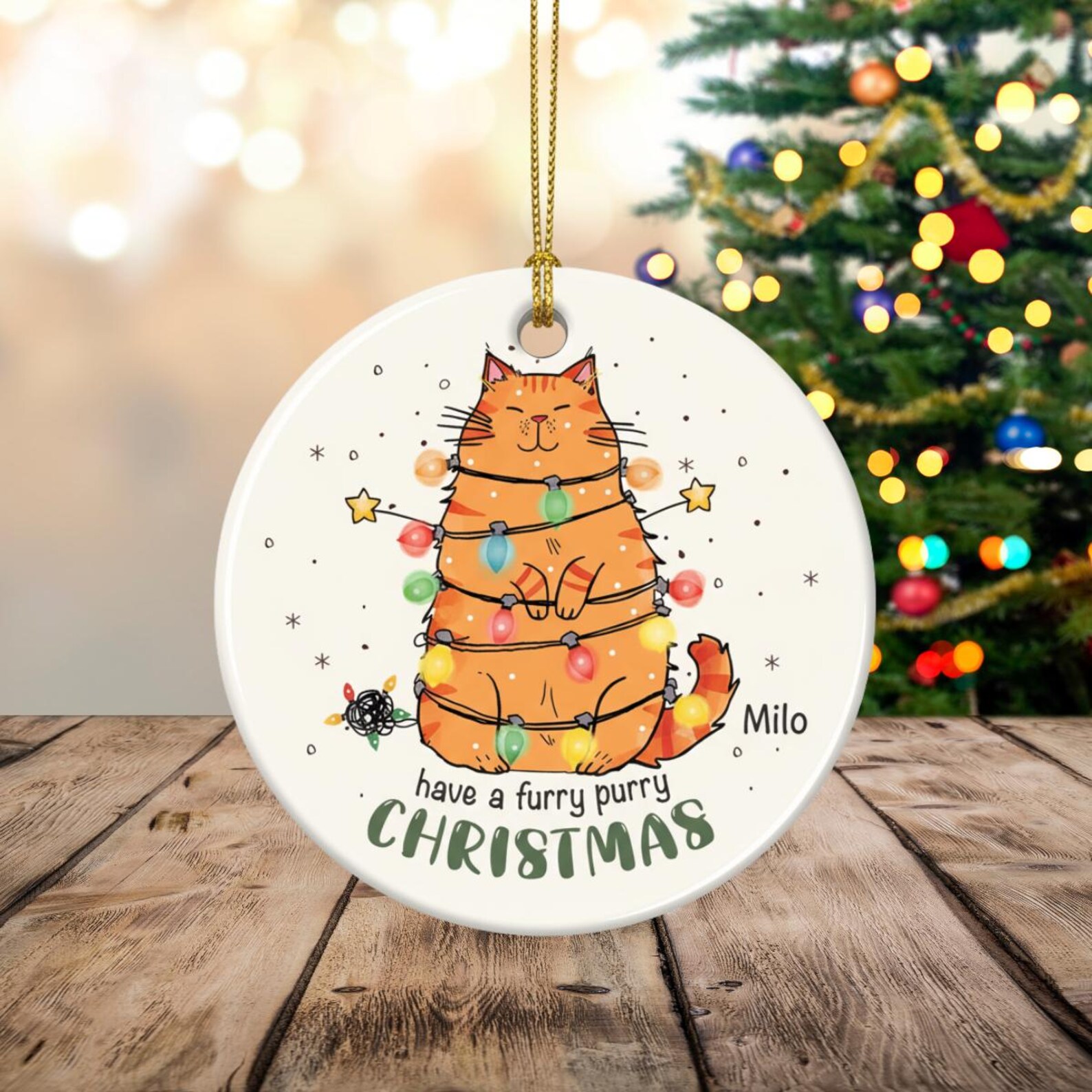 Orange Cat Christmas Ornament 2025 | Funny Cat Lovers Gift | Custom Cat ...