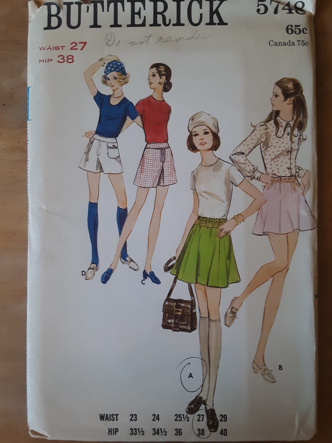Butterick 5748 Vintage Skort Pattern - Etsy