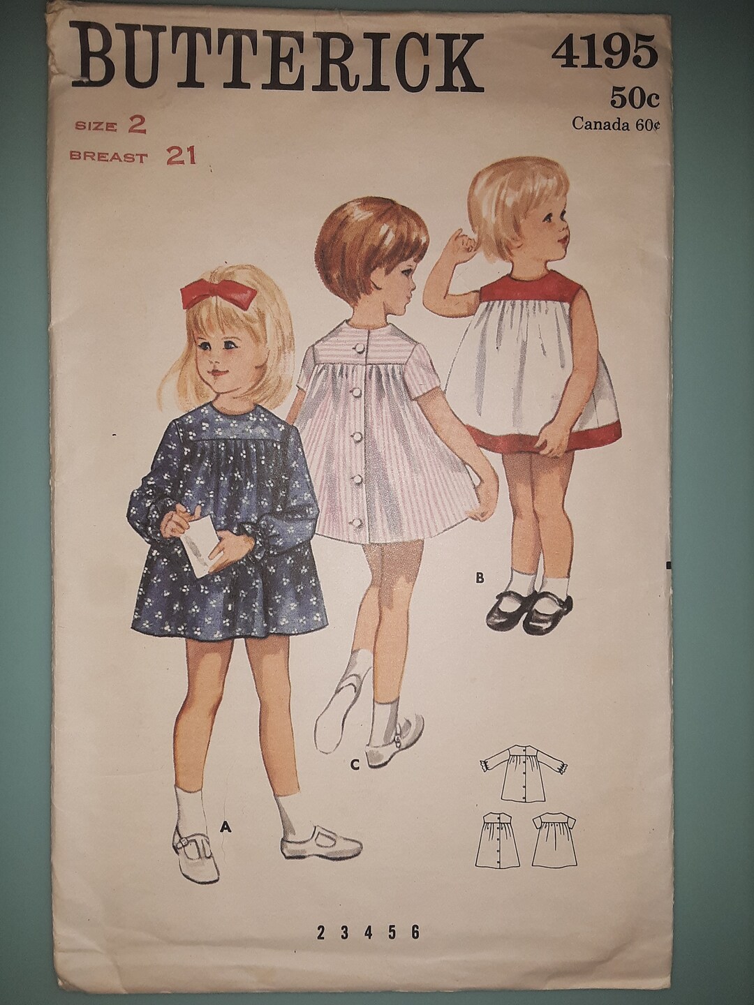 Butterick 4195 Vintage Toddler Smock Pattern 1960s - Etsy