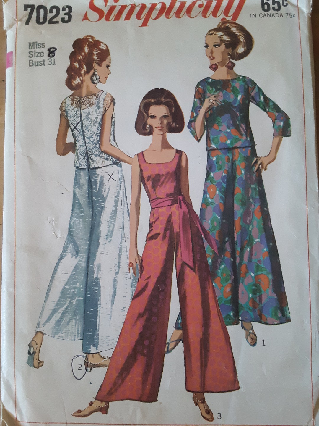 Simplicity 7023 Vintage Jumpsuit Pattern 1967 - Etsy